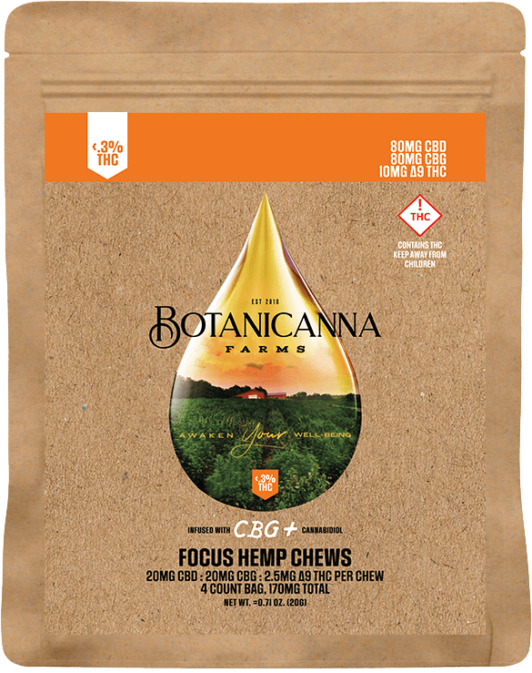 (IOWA COMPLIANT) Botanicanna 20mg Focus Chews 4ct CBG+ D9 2.5mg ...